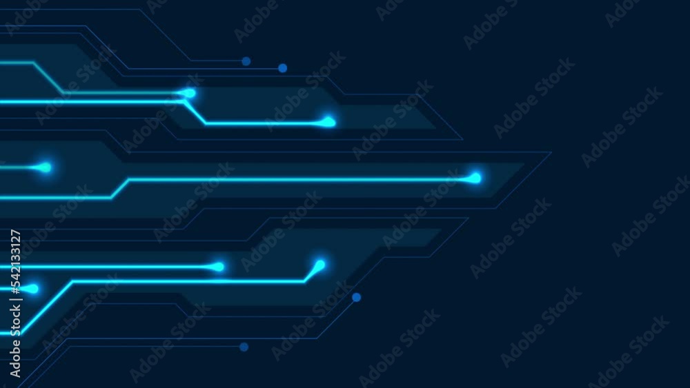 Abstract neon blue tech circuit board lines sci-fi motion background ...