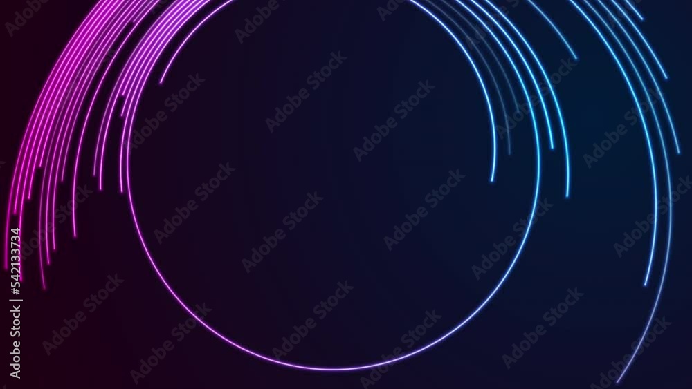 Blue ultraviolet neon laser round lines technology background. Seamless ...