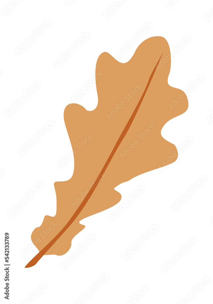 Flat cartoon illustration of autumn withered oat leaf. Fall dried ...