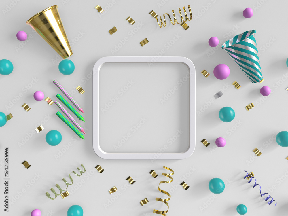 Happy birthday frame icon 3d render cutout Stock Illustration | Adobe Stock