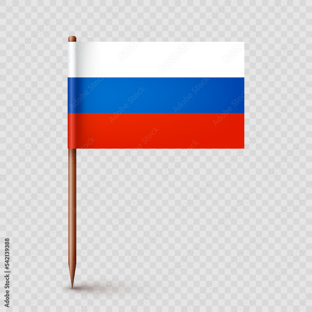 Realistic Russian toothpick flag. Souvenir from Russia. Wooden ...