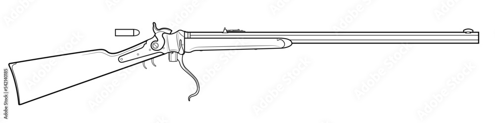 Poster Vector illustration of the Sharps Cavalry rifle with an open ...