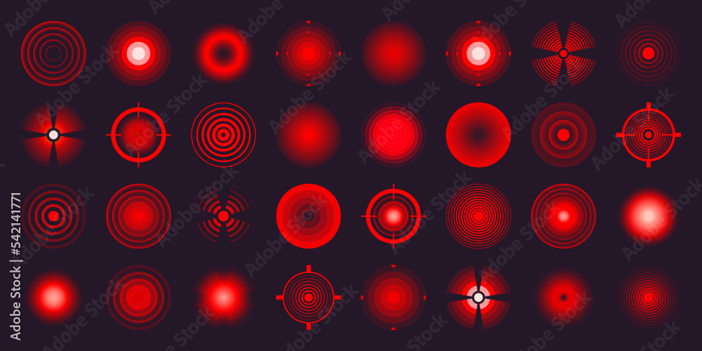 Thermal, night vision scope. Crosshair, gun sight vector icons ...