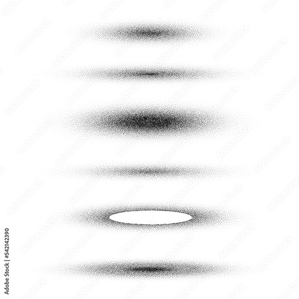 Stipple shadows set, dotted design elements. Fading gradient. Stippling ...