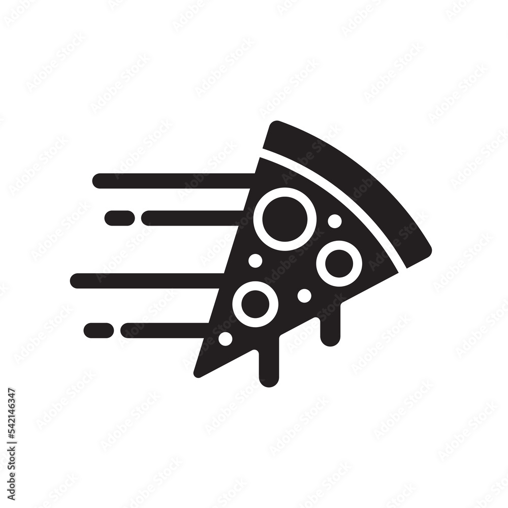 Pizza delivery icon, Piece pizza moving symbol, Food order service ...