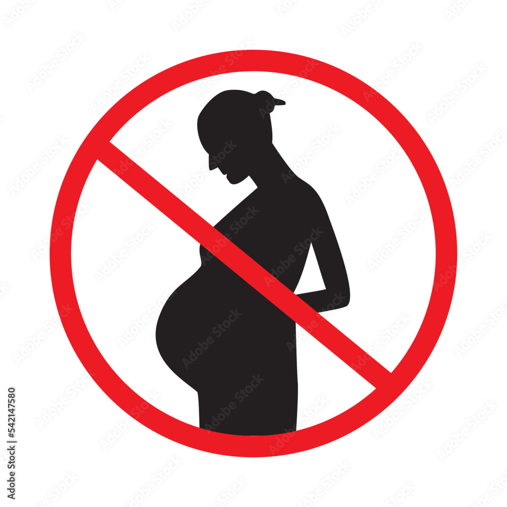 Vetor de Pregnant woman forbidden sign vector. No pregnant icon symbol ...