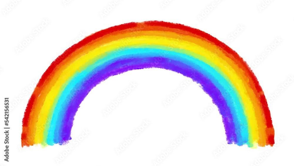 Rainbow drawing animated cute element isolated. Hand drawn texture ...