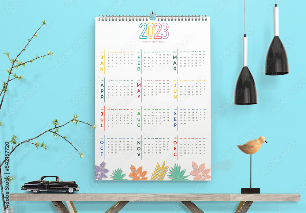 2023 Calendar Design Layout Stock Template | Adobe Stock