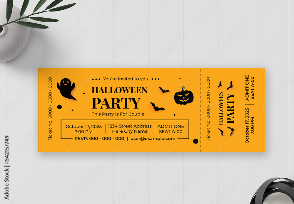 Halloween Event Ticket Design Layout Stock Template | Adobe Stock