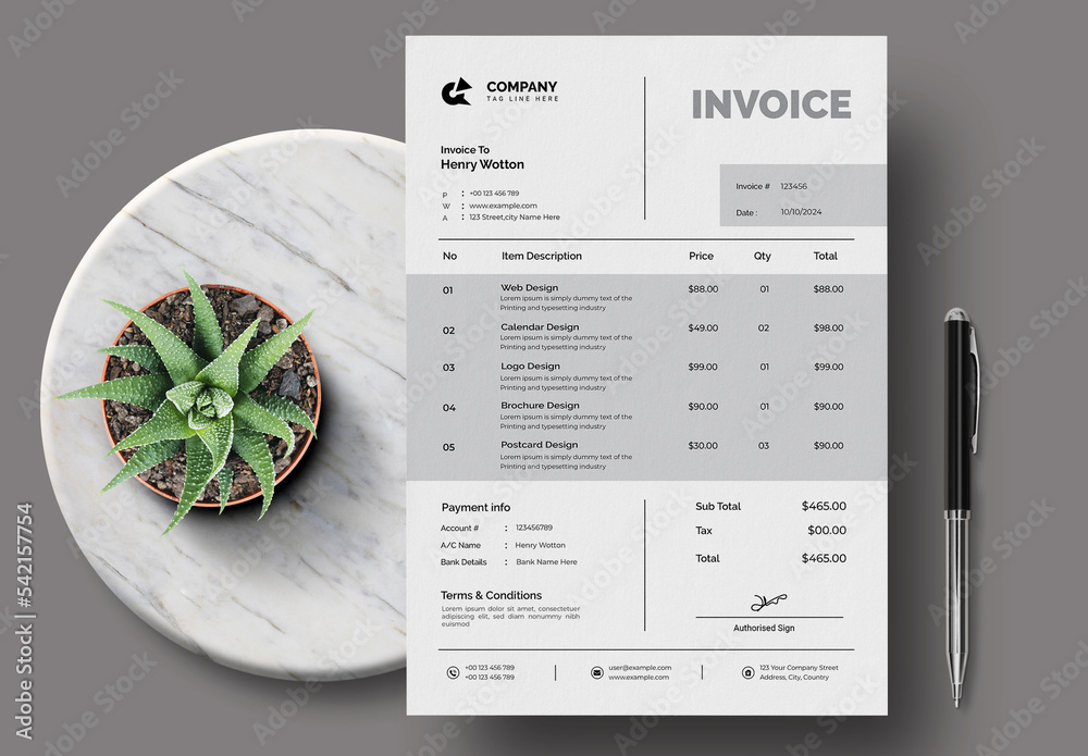 Invoice and Estimate Layout Stock Template | Adobe Stock