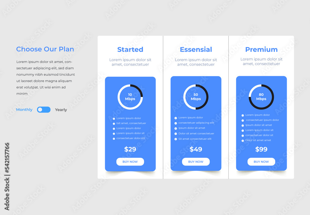 Modern Pricing Table Element Stock Template | Adobe Stock