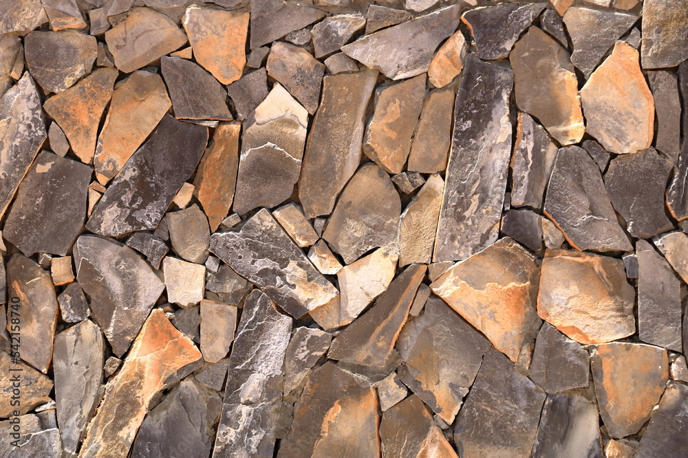 Grey Yellow Stonewall Made From Flagstone And Sandstone Slabs ...