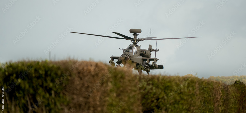 close-up head-on front profile view of a British army Boeing Apache ...