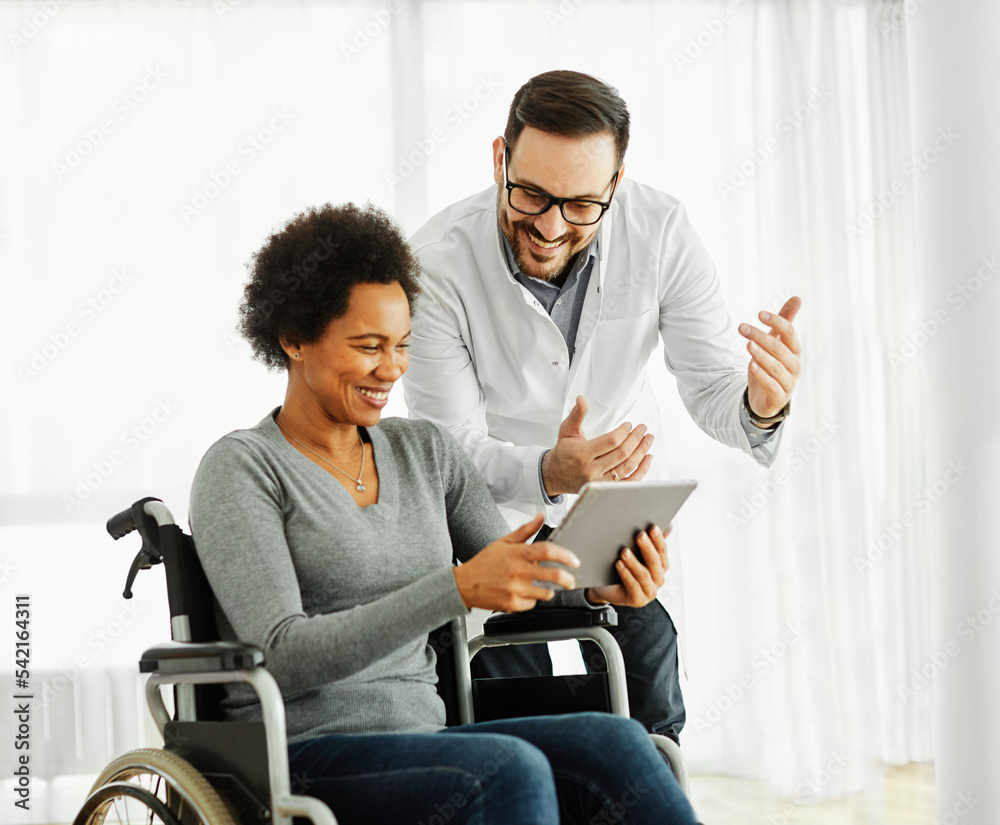 disability wheelchair doctor patient hospital medical disabled woman ...
