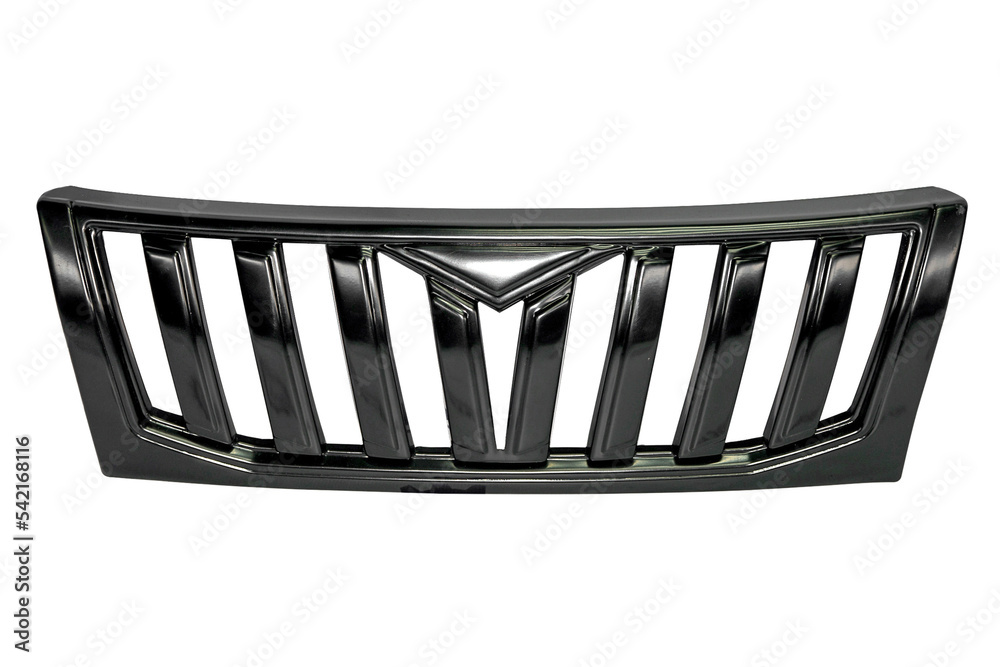 Black car radiator grill front view isolated on white transparent ...
