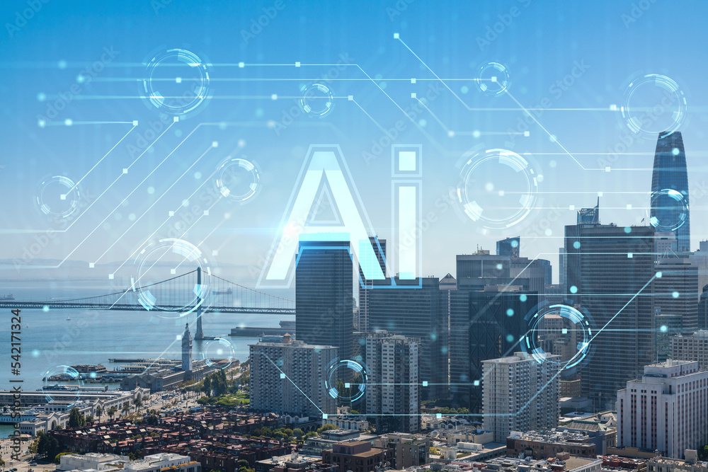 San Francisco skyline from Coit Tower to Financial District and ...