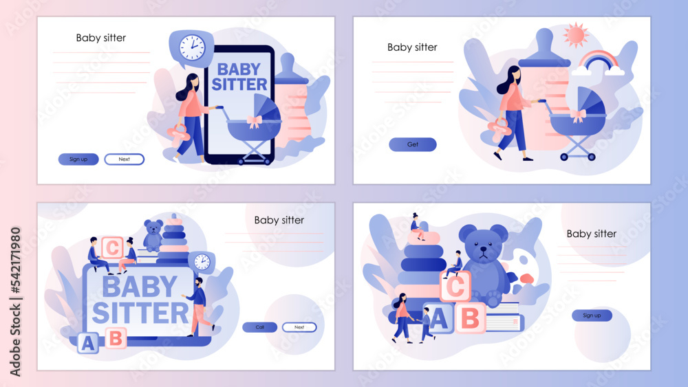 Babysitter service. Babysitting club. Nanny occupation. Childcare ...