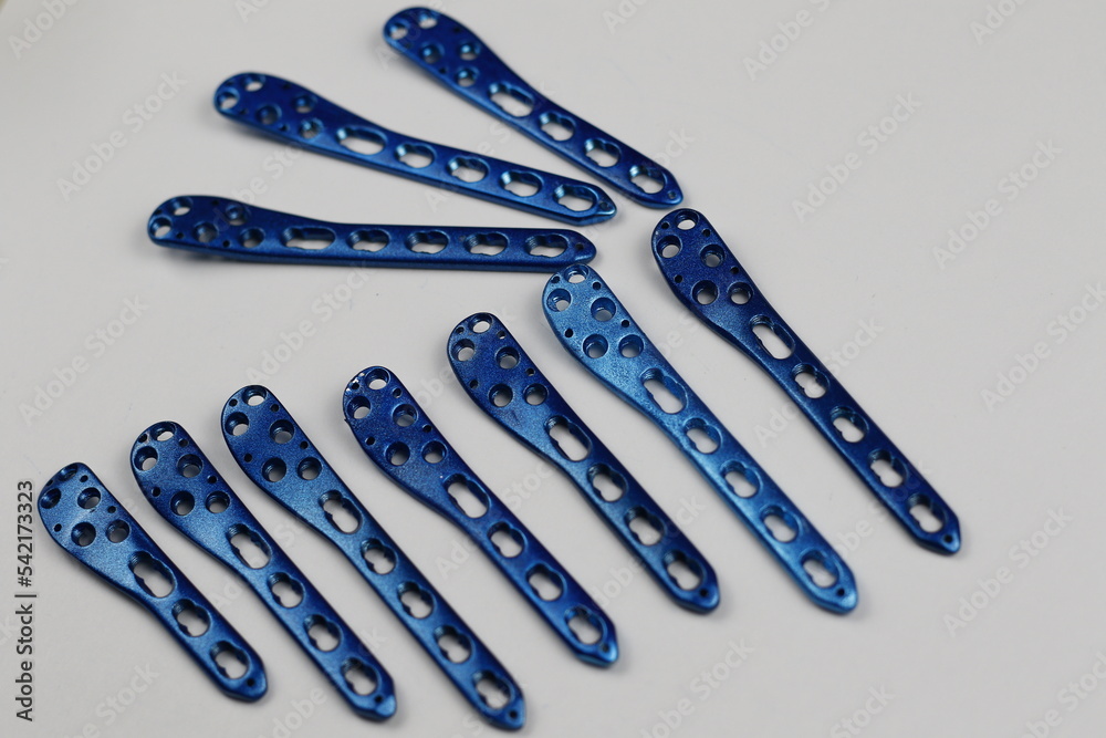 Surgical plates for osteosynthesis in case of bone fractures Stock ...