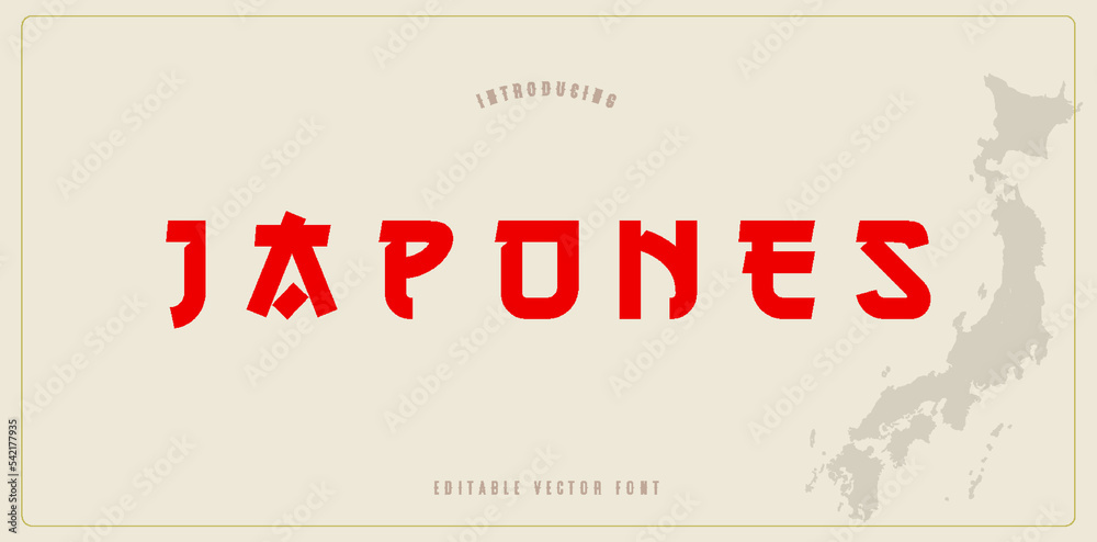 Japanese red text modern style alphabet font typeface template. Japan ...