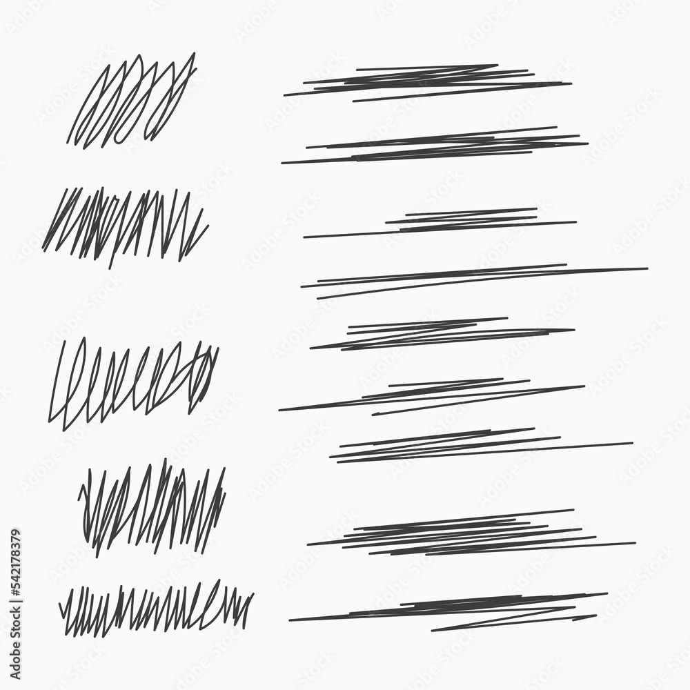 Set of handmade lines, brush lines, underlines. Hand-drawn collection ...