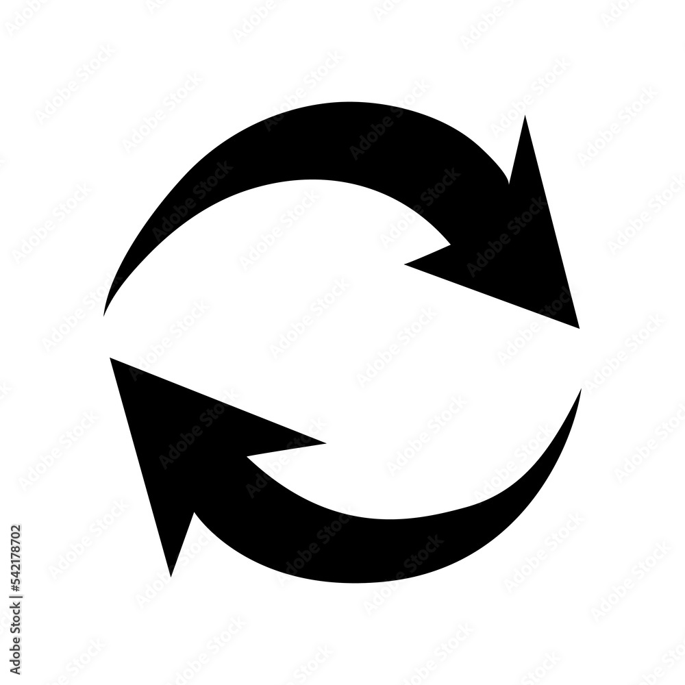 Two opposite curved arrows. Two vector sharp arrows pointing in ...