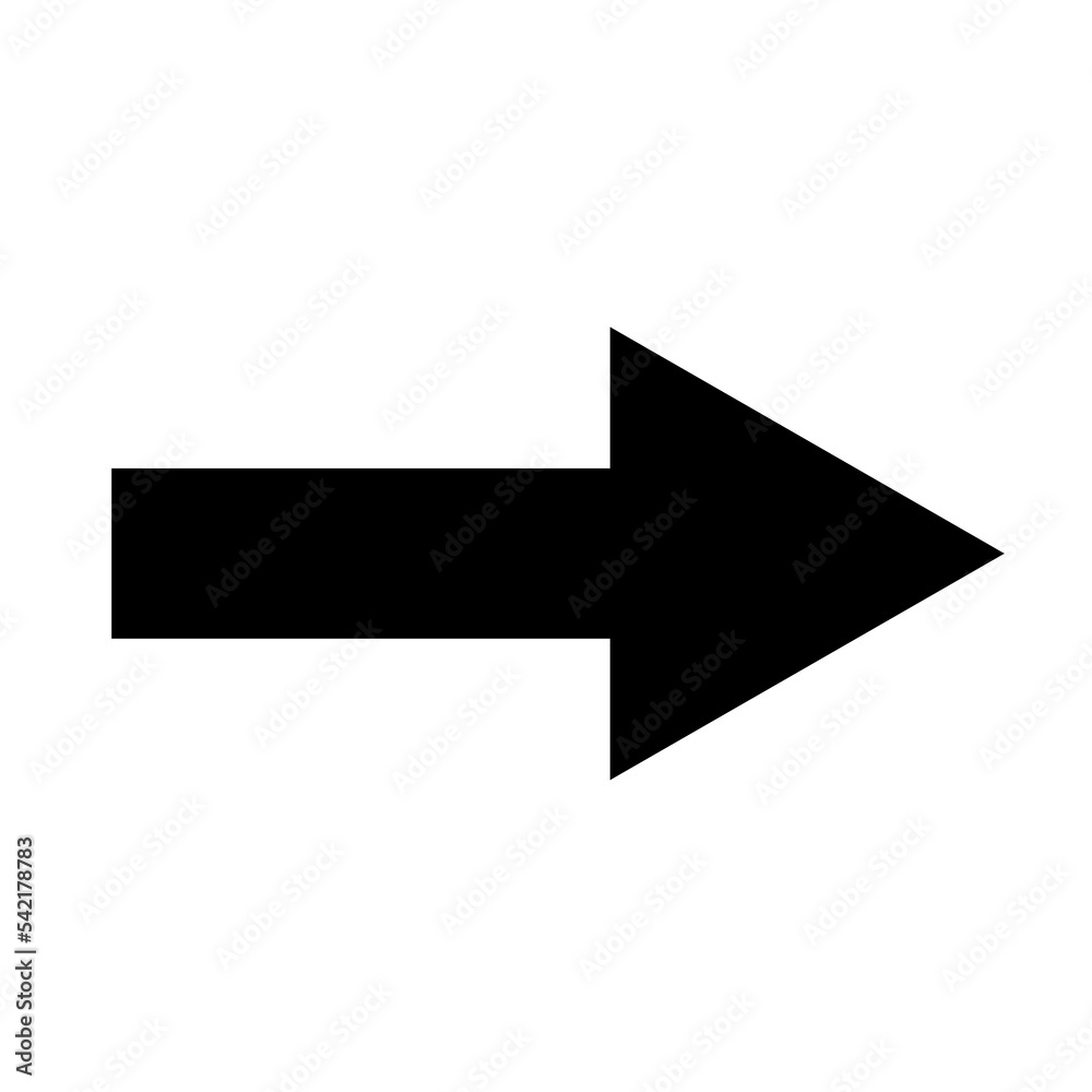 Straight arrow icon. Black vector arrow illustration. Black direction ...