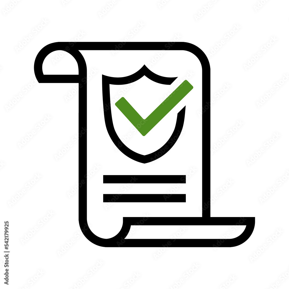 Insurance policy icon in flat design. Business document with protect ...