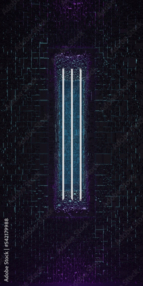 3D rendering Cube abstract technology background with colored bright ...