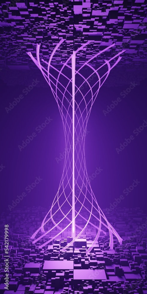 3D rendering Cube abstract technology background with colored bright ...