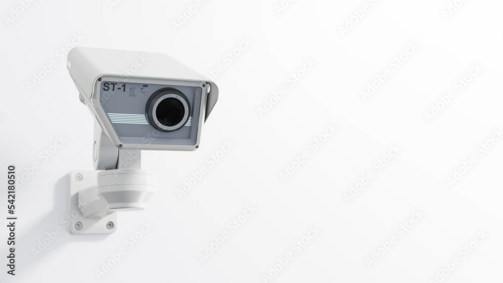 CCTV camera installed on white background. Scan the area for ...