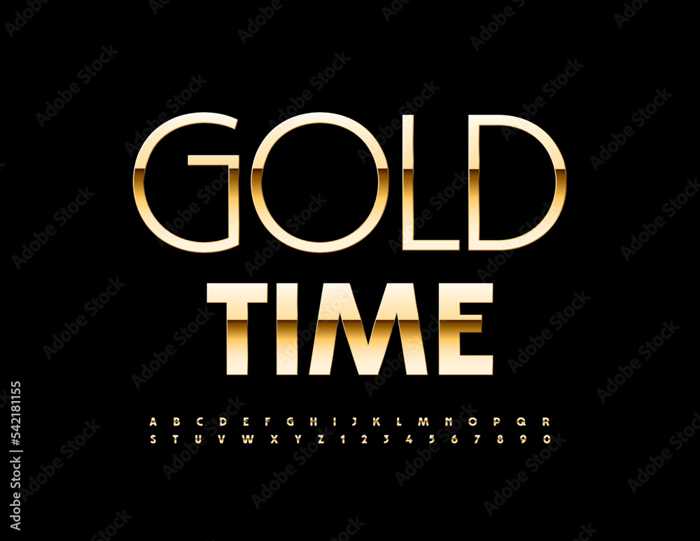 Vector modern logo Gold Time. Elegant Font. Stylish trendy Alphabet ...