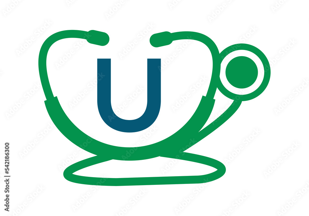 Medical Logo on Letter U Template. Doctors Logo with Stethoscope Sign ...