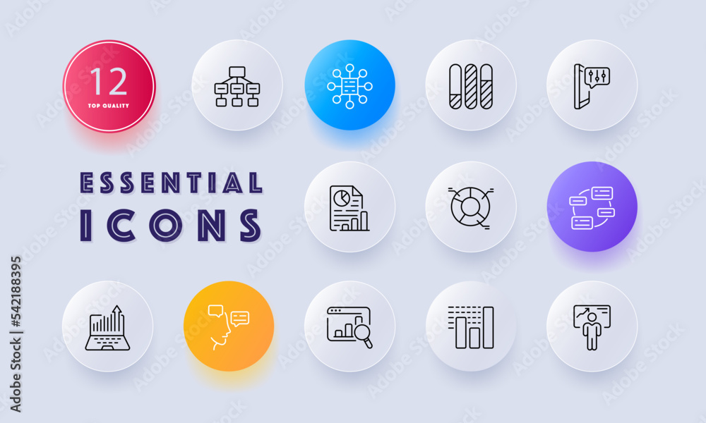 Infographic set icon. Hierarchy, branching, sliders, volume, brightness ...