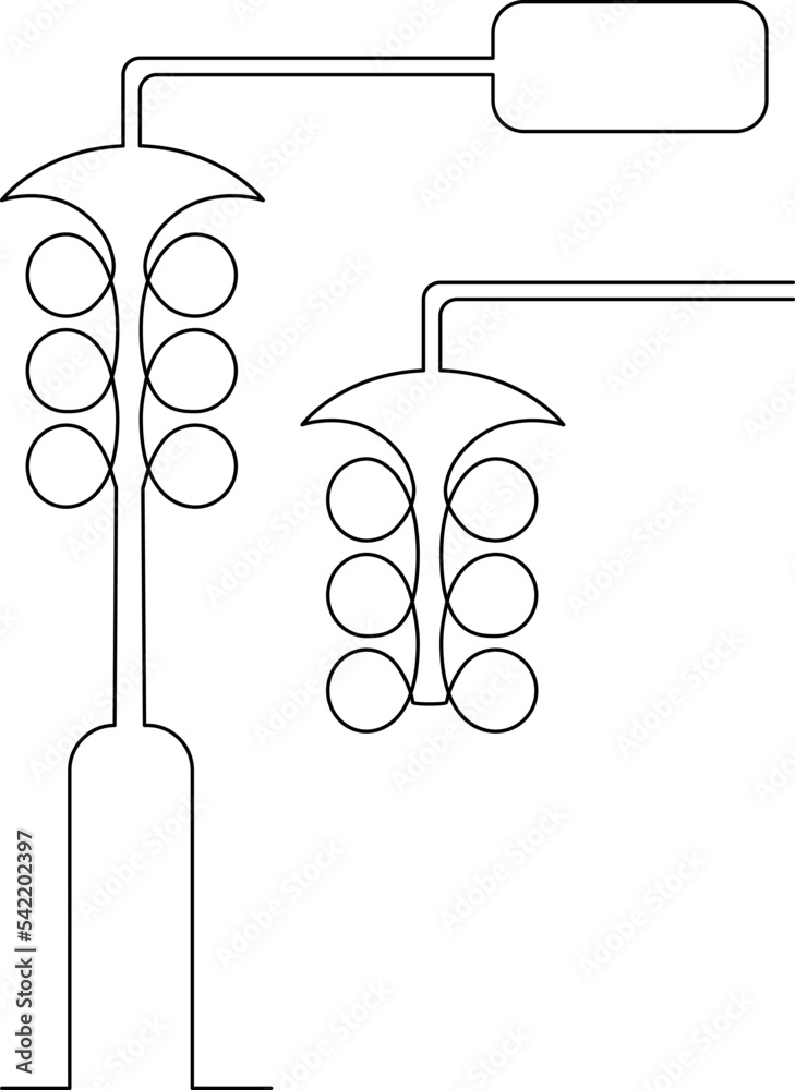 Traffic light, traffic control device. Continuous line drawing. Vector ...