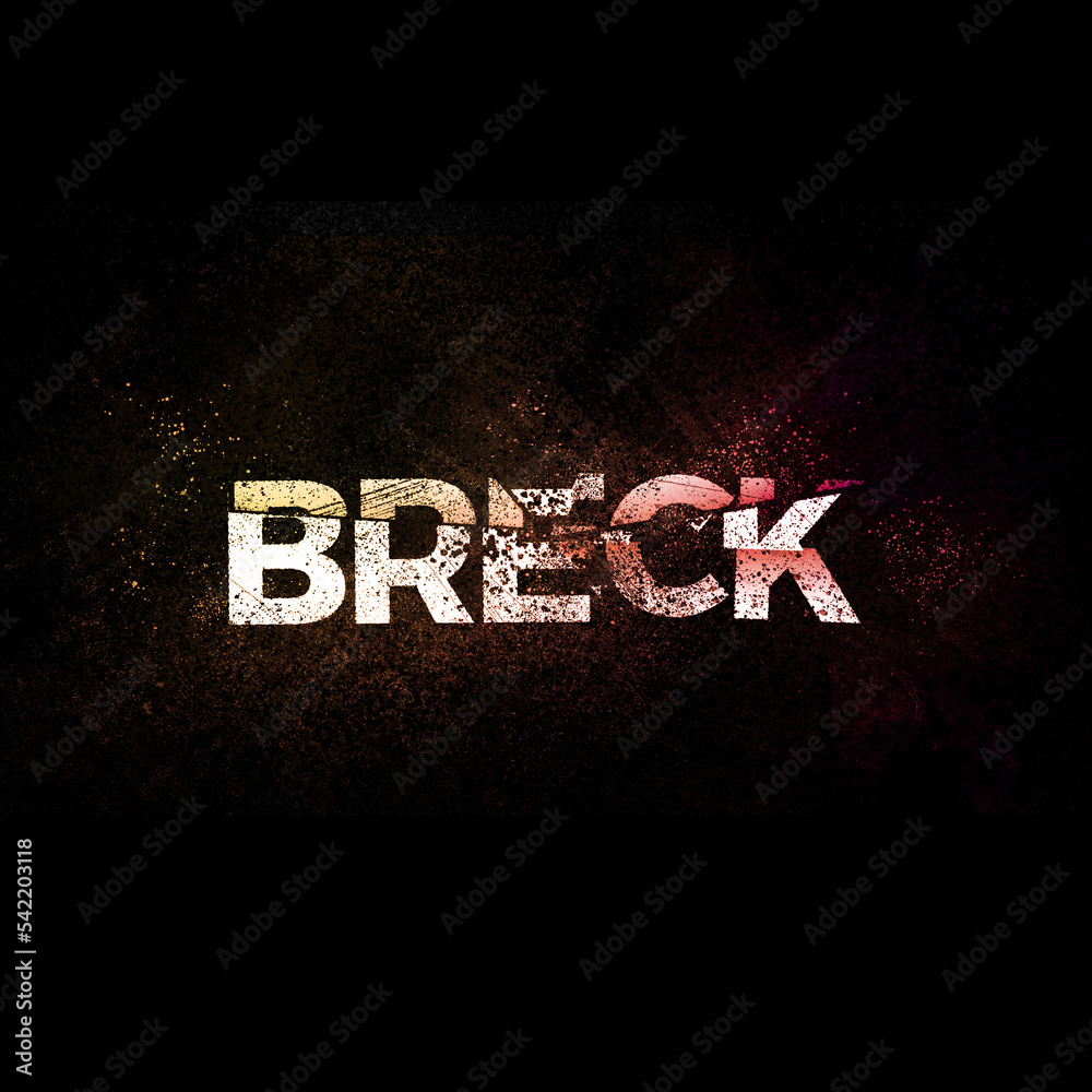 Exploded typographic with spray particles. Explosion destruction ...