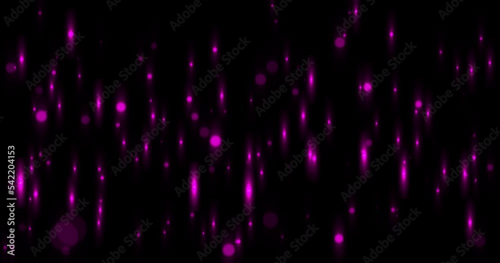 Slowly flying purple abstract particles on a black background. Luminous ...