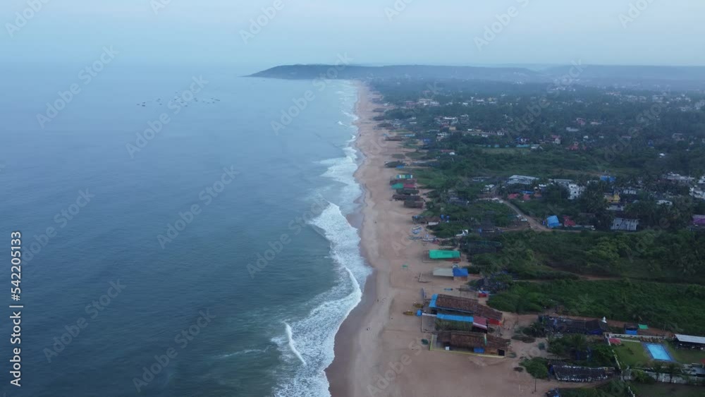 Goa, India 19th October 2022: 4k drone shots of the Calangute Beach in ...