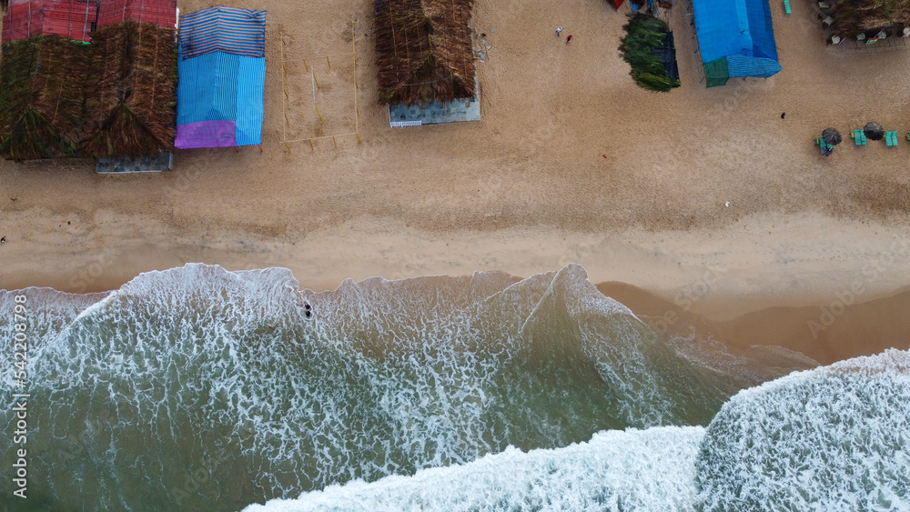 Goa, India 19th October 2022: 4k drone shots of the Calangute Beach in ...