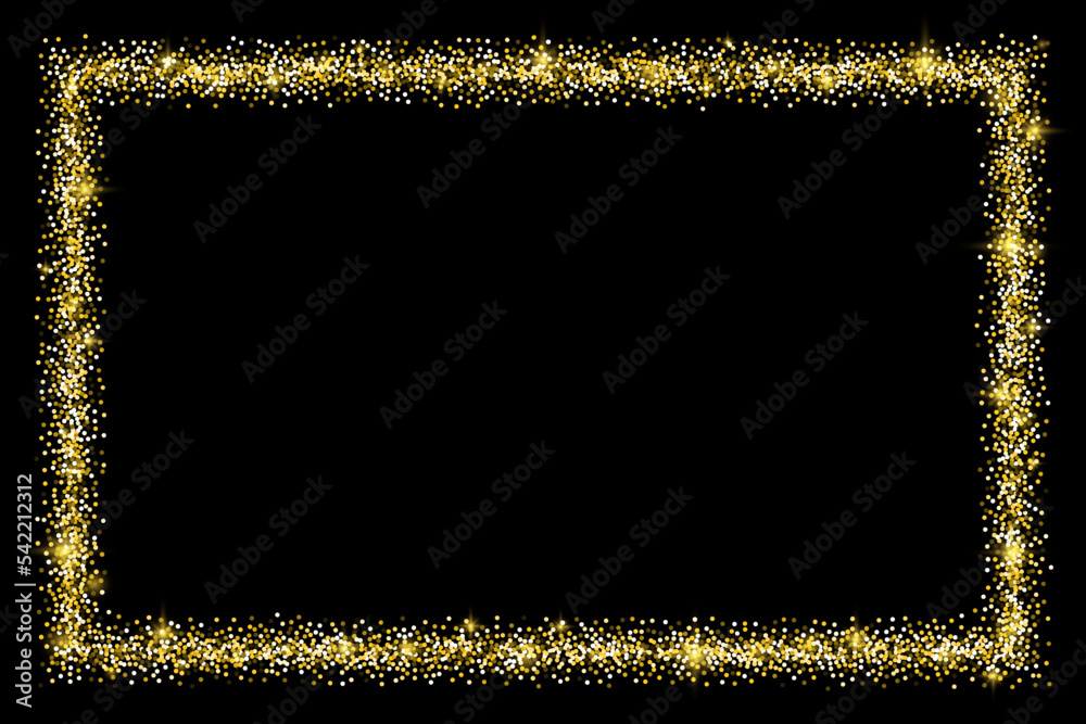 Horizontal rectangle glitter gold frame with sparkles Stock Vector ...