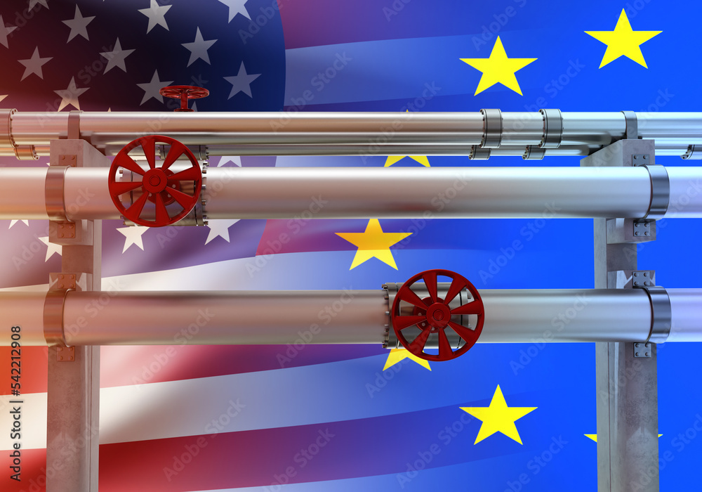 Gas supplies. Pipeline from USA to European Union. Steel pipe for gas ...