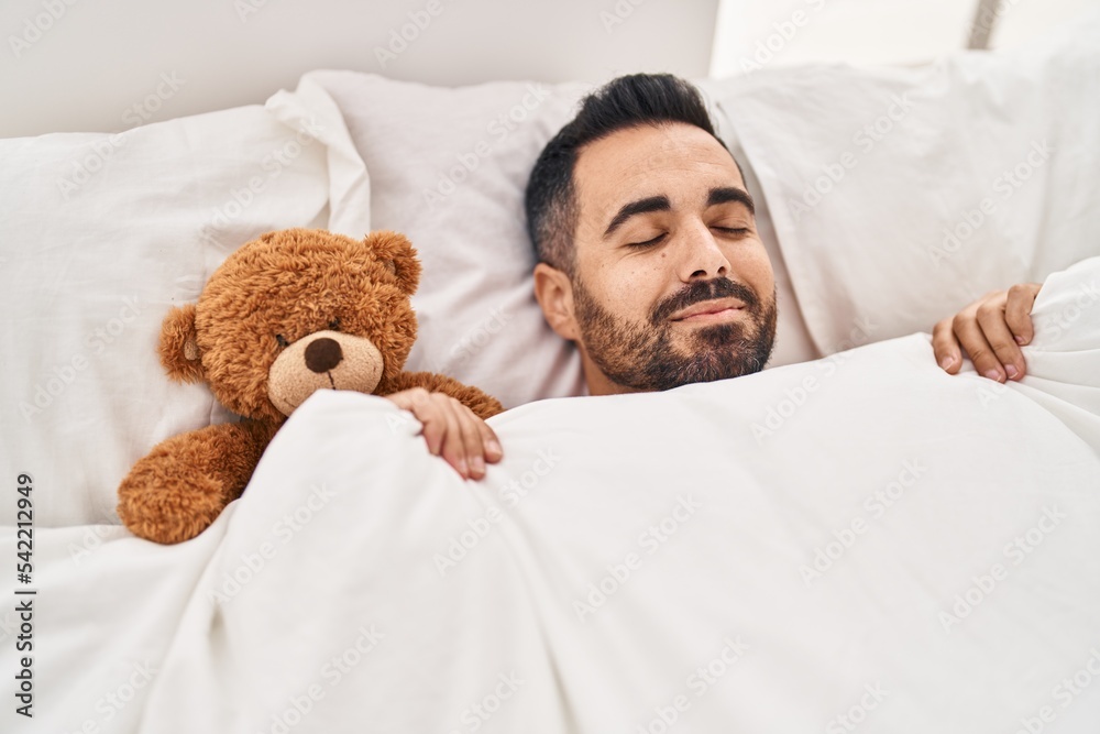 Man Sleeping In Bed With Teddy Bear