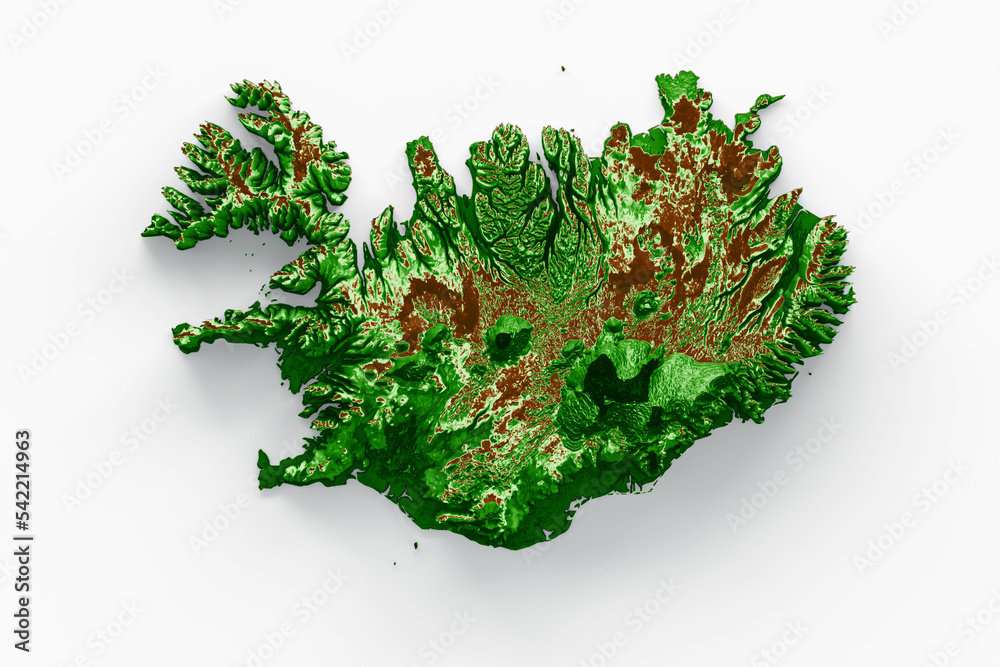 Iceland Topographic Map 3d realistic map Color 3d illustration Stock ...