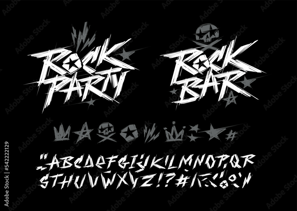 Rock'n'roll Party and Rock Bar vintage style grunge signs collection ...