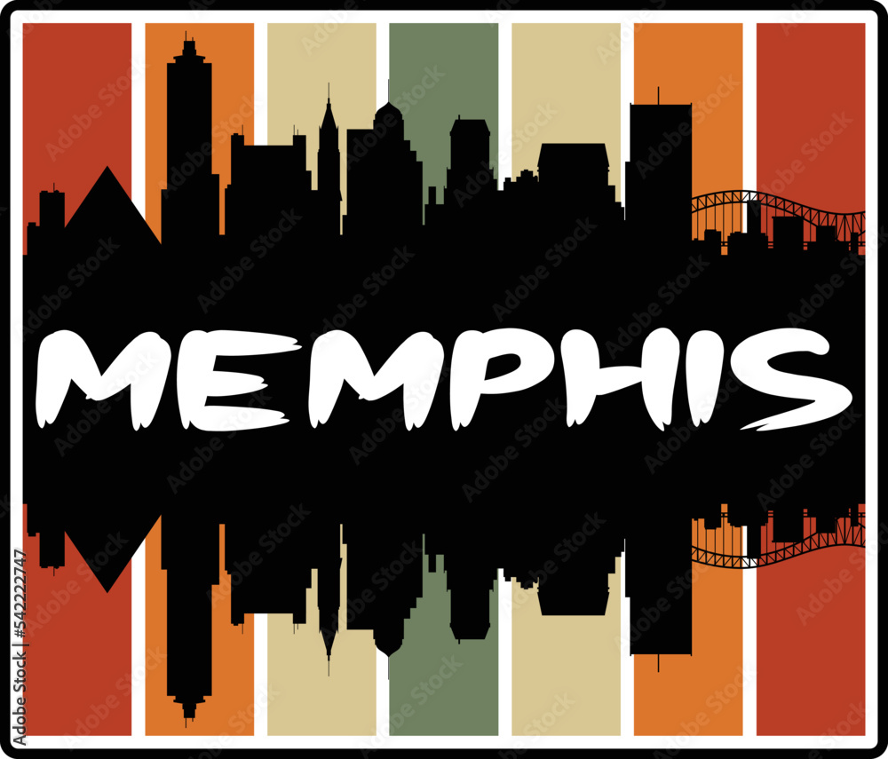 Memphis Tennessee USA Skyline Sunset Travel Souvenir Sticker Logo Badge ...