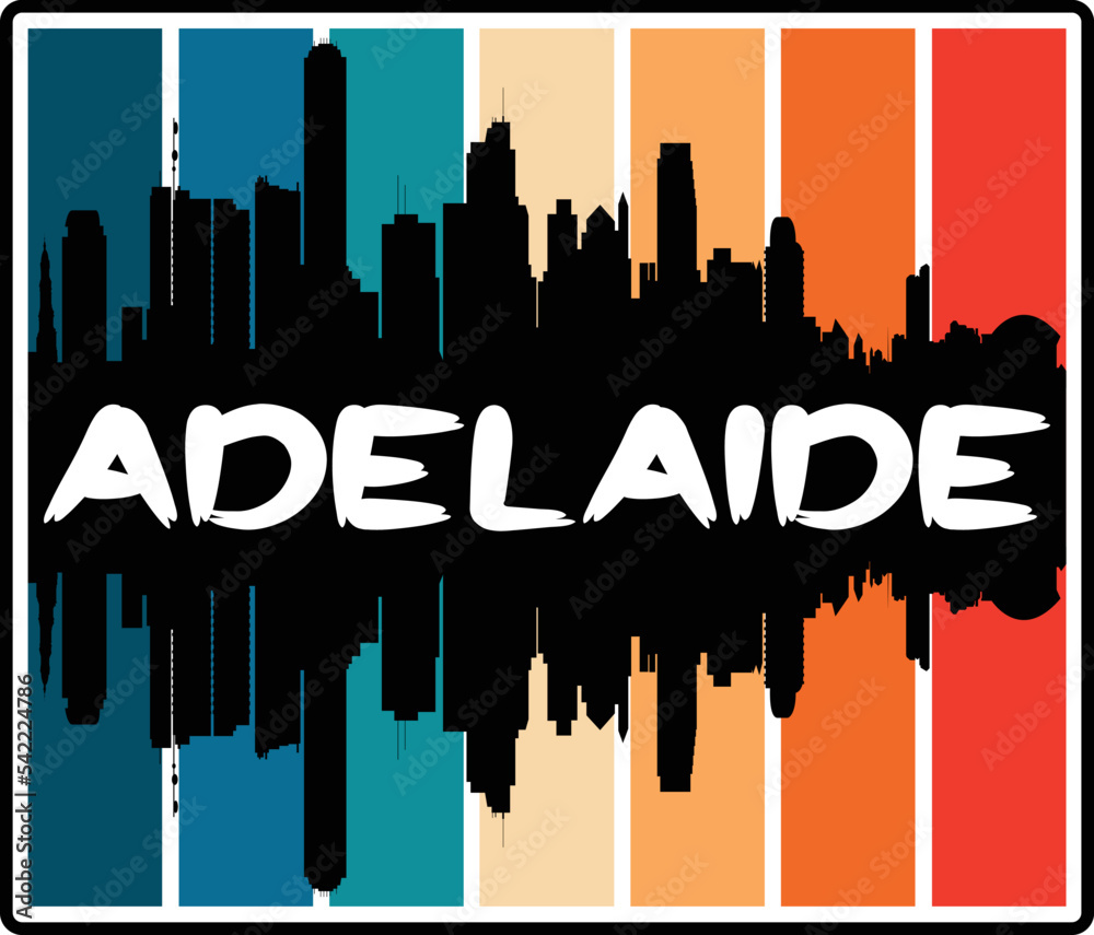 Vetor de Adelaide Australia Skyline Sunset Travel Souvenir Sticker Logo ...