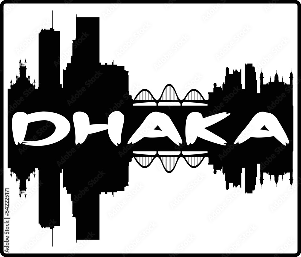 Dhaka Bangladesh Skyline Sunset Travel Souvenir Sticker Logo Badge ...