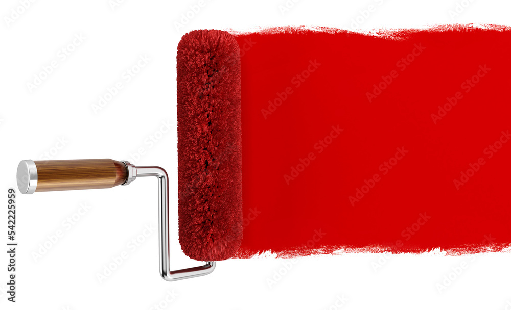 Red paint roller on transparent background Stock Illustration | Adobe Stock
