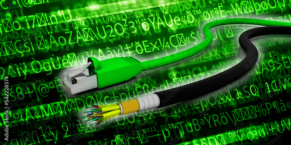 3d rendering Network connection, internet communication and computer ...