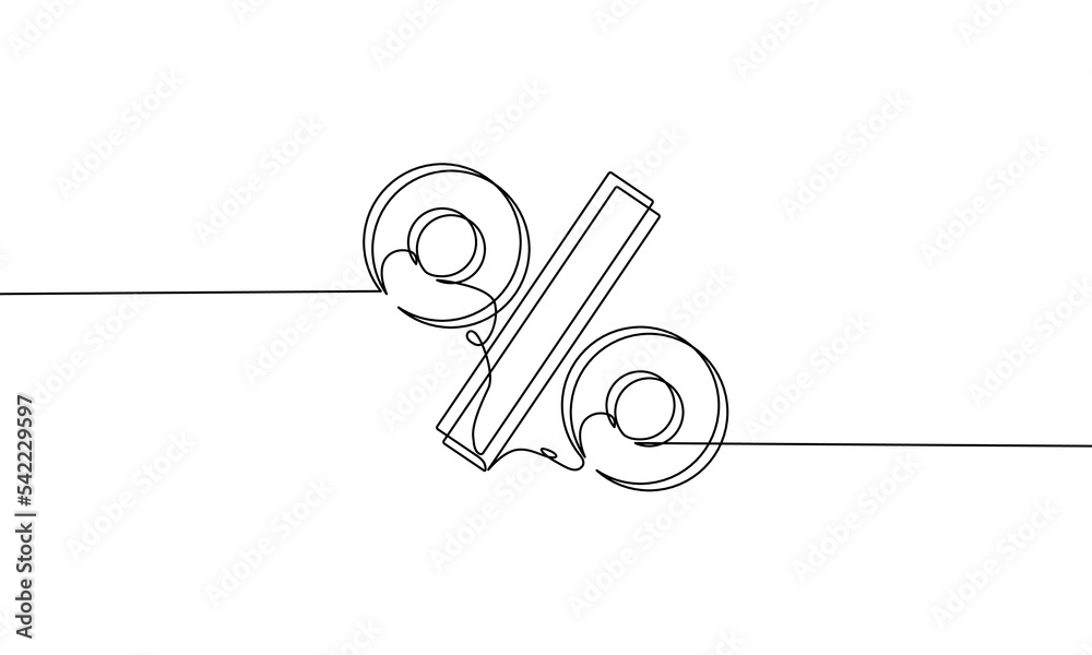 Continuous line drawing of percent, 3d icon outline,business growth ...