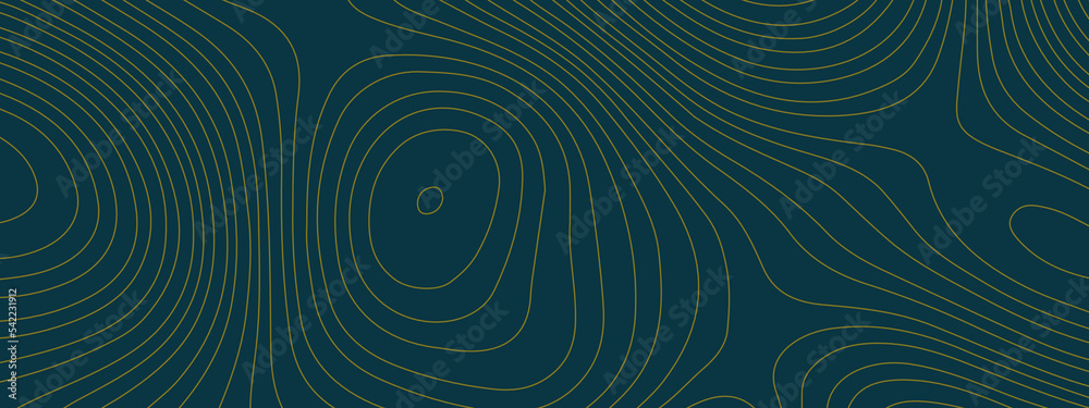The stylized blue abstract topographic map with lines and circles ...